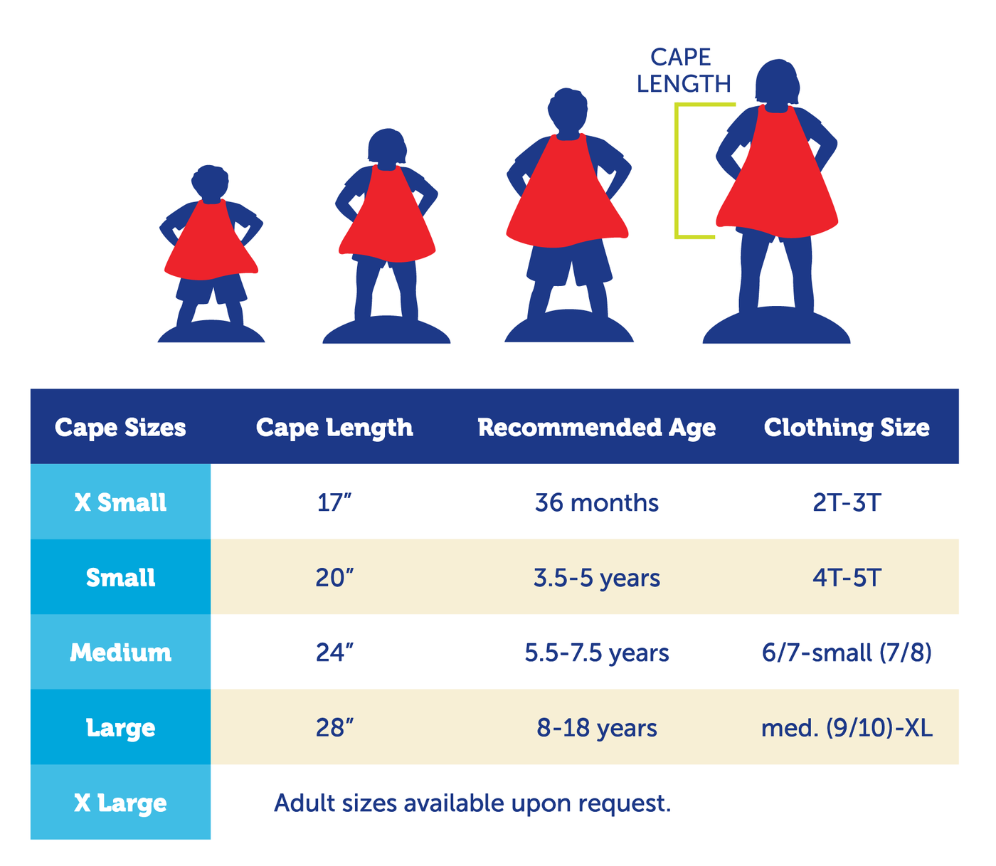 Sizing Charts – Creative Capes